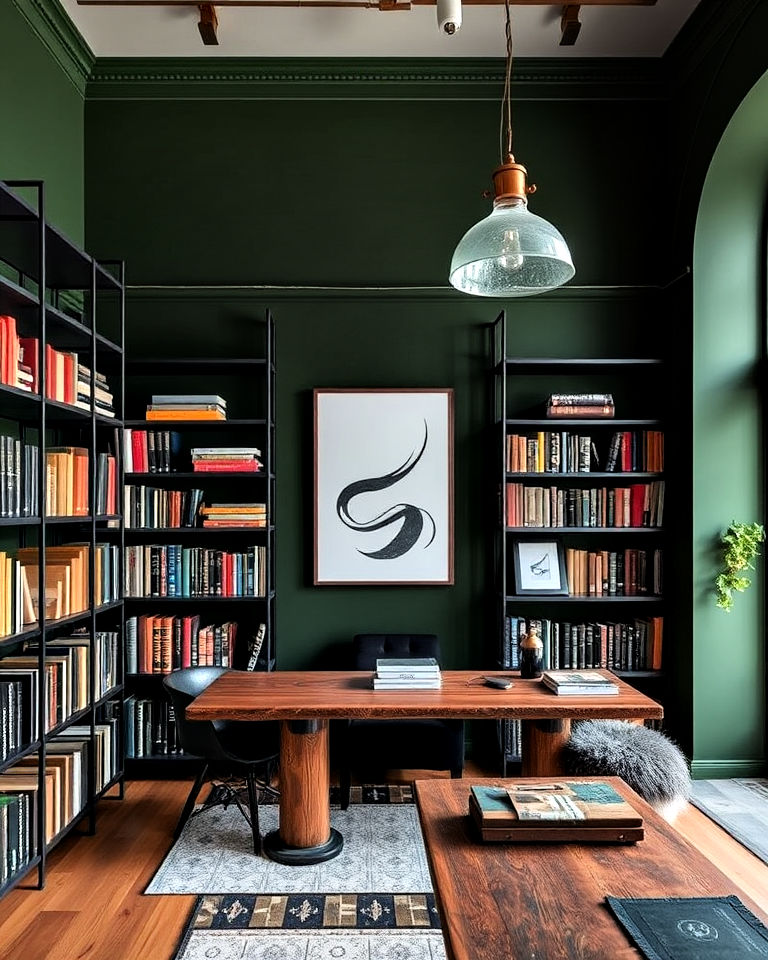 20 Dark Green Home Library Ideas To Inspire Your Study