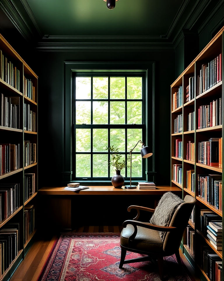 20 Dark Green Home Library Ideas To Inspire Your Study