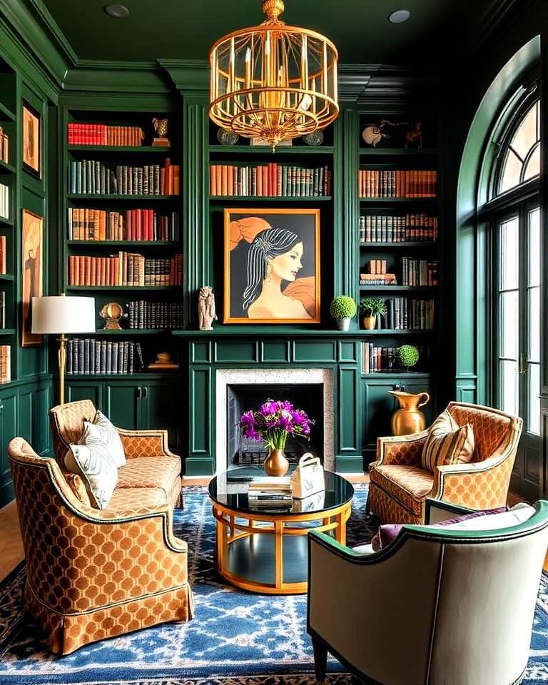 20 Dark Green Home Library Ideas To Inspire Your Study