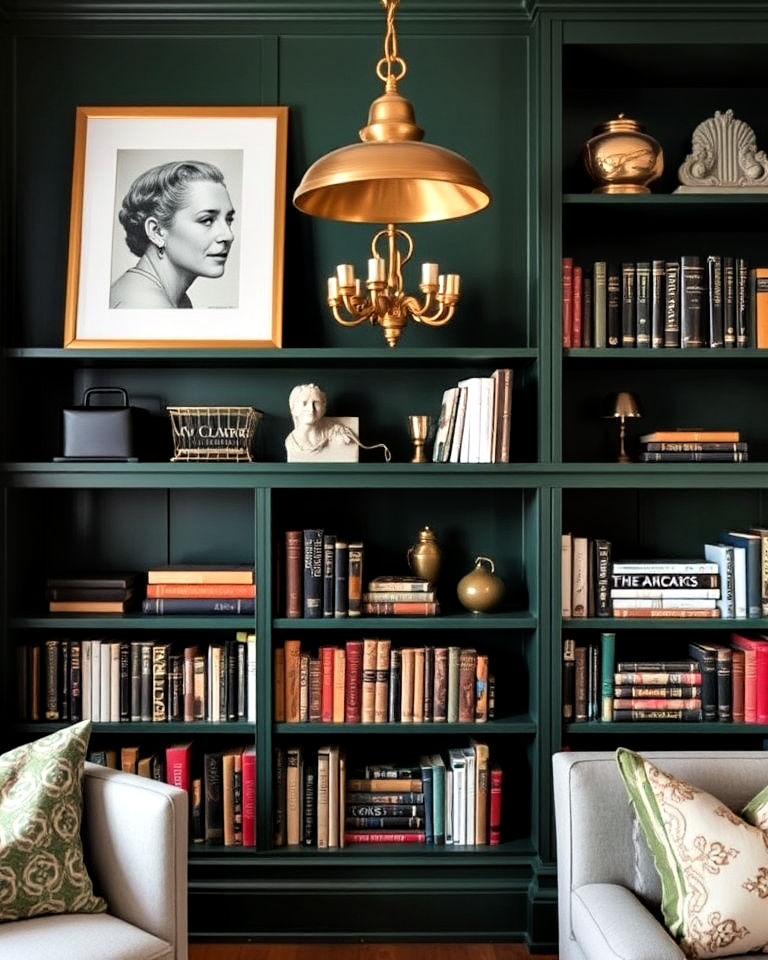 20 Dark Green Home Library Ideas To Inspire Your Study