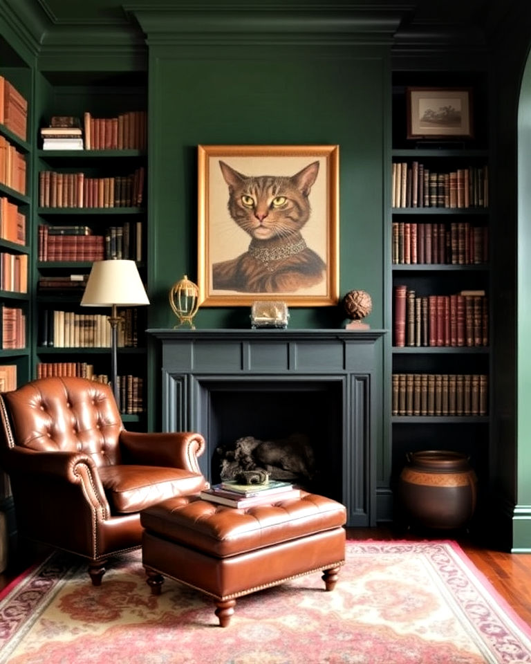 20 Dark Green Home Library Ideas To Inspire Your Study