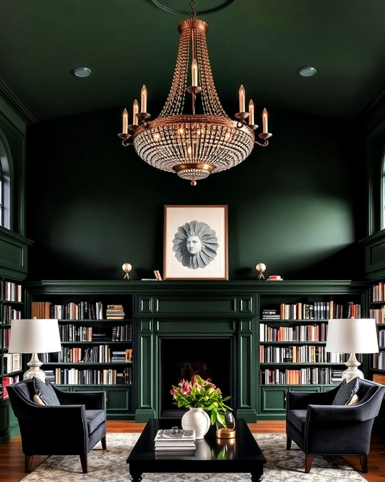 20 Dark Green Home Library Ideas To Inspire Your Study