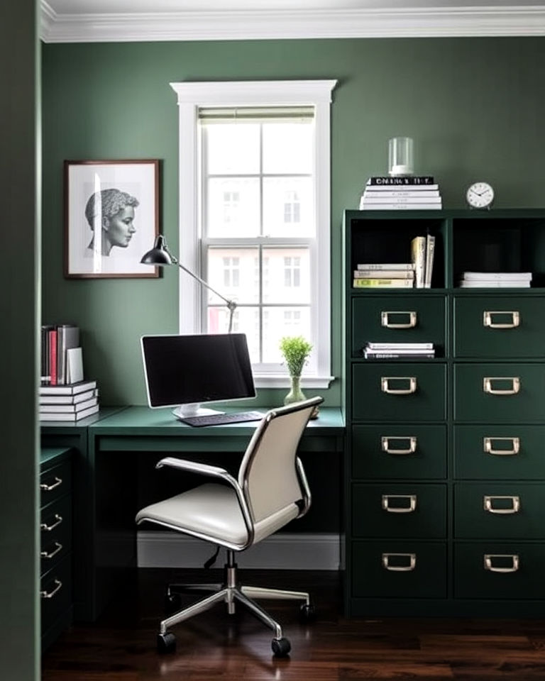 25 Dark Green Home Office Ideas That Make A Statement