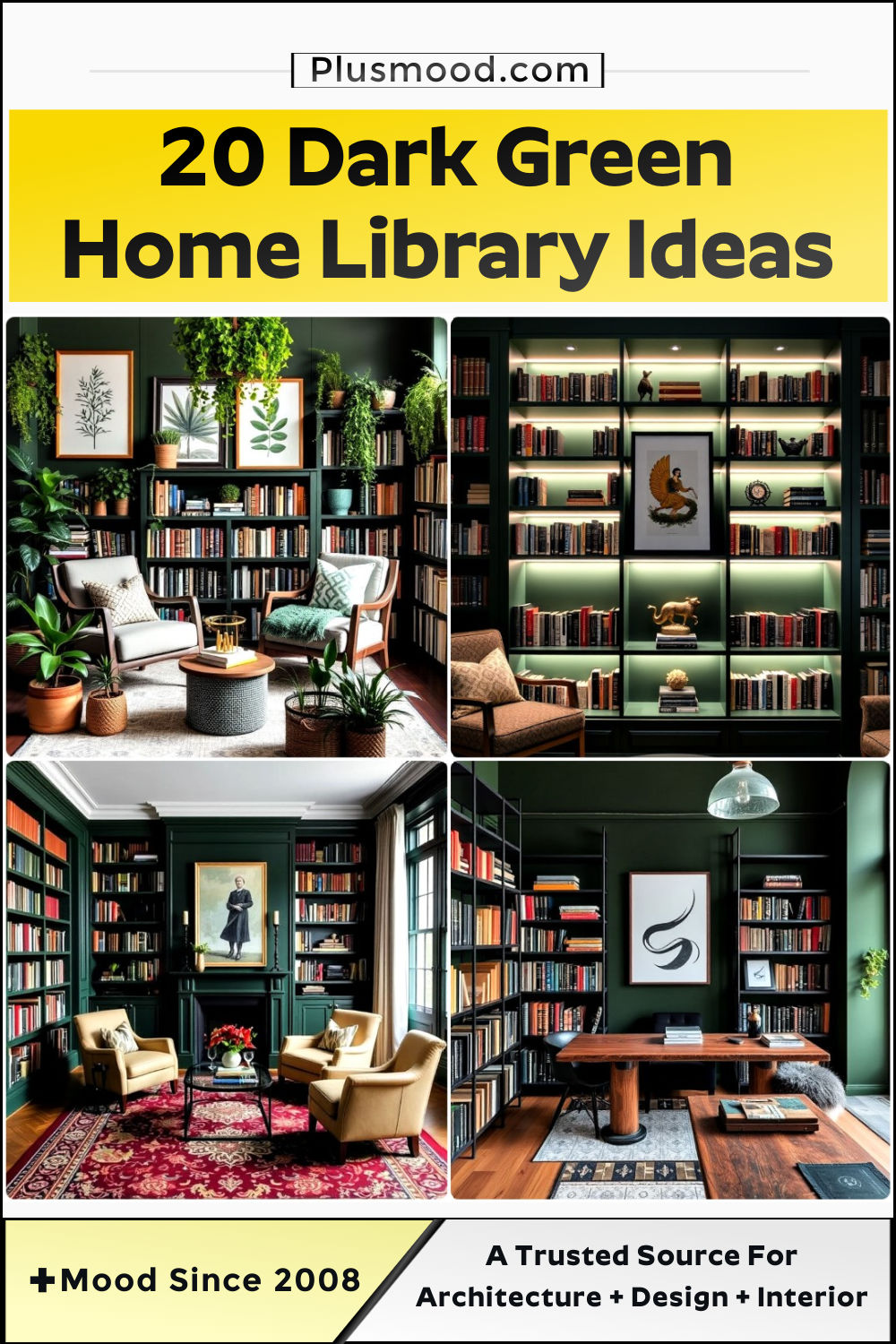 20 Dark Green Home Library Ideas To Inspire Your Study