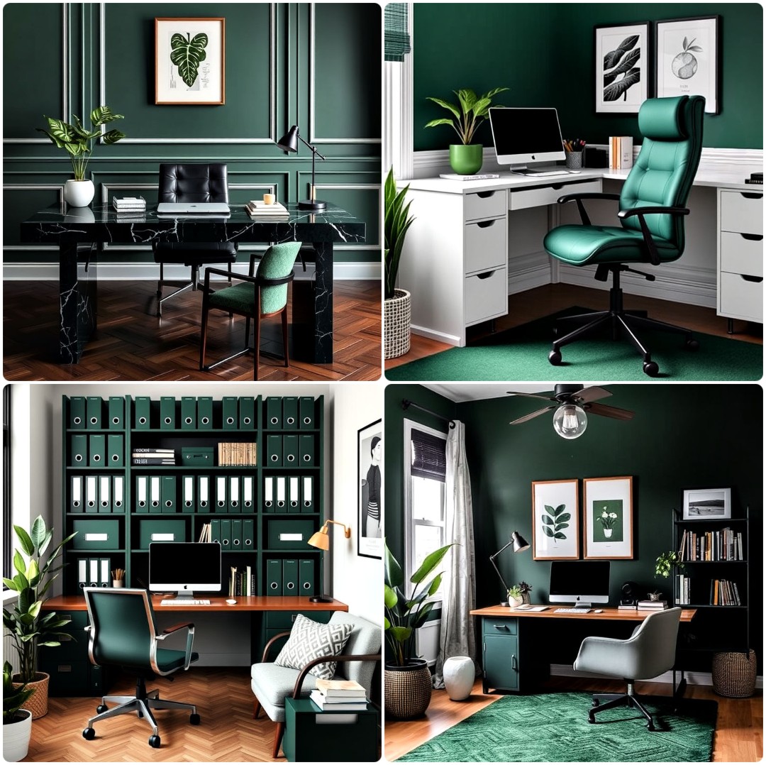 25 Dark Green Home Office Ideas That Make A Statement