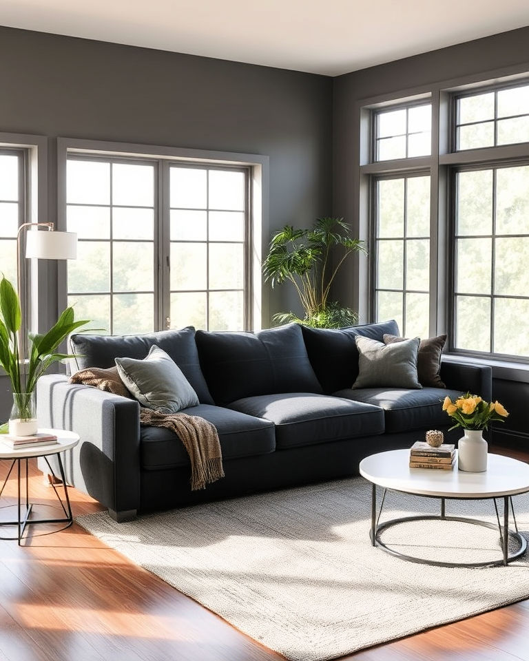 40 Dark Grey Couch Living Room Ideas To Get Inspired