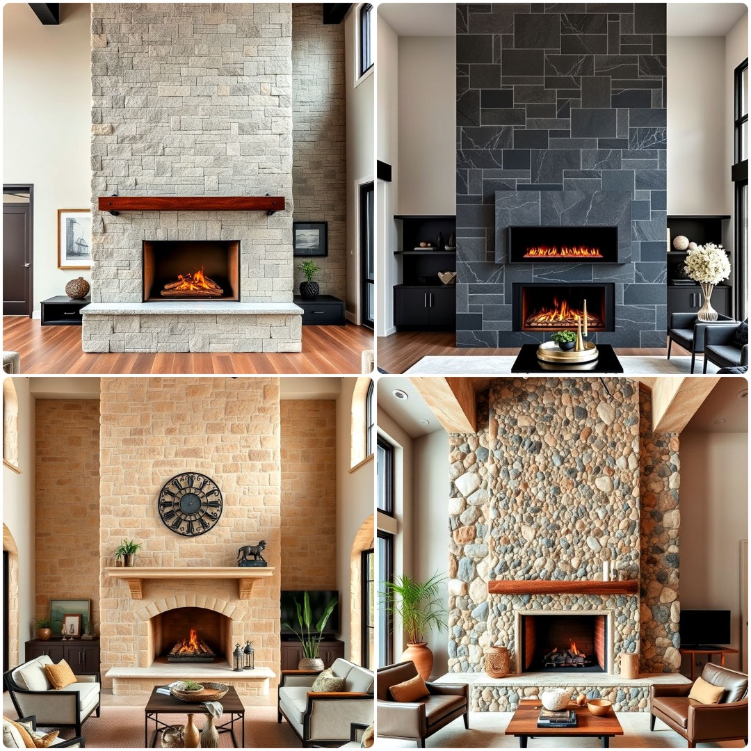 20 Floor-to-Ceiling Stone Fireplace Ideas You’ll Love
