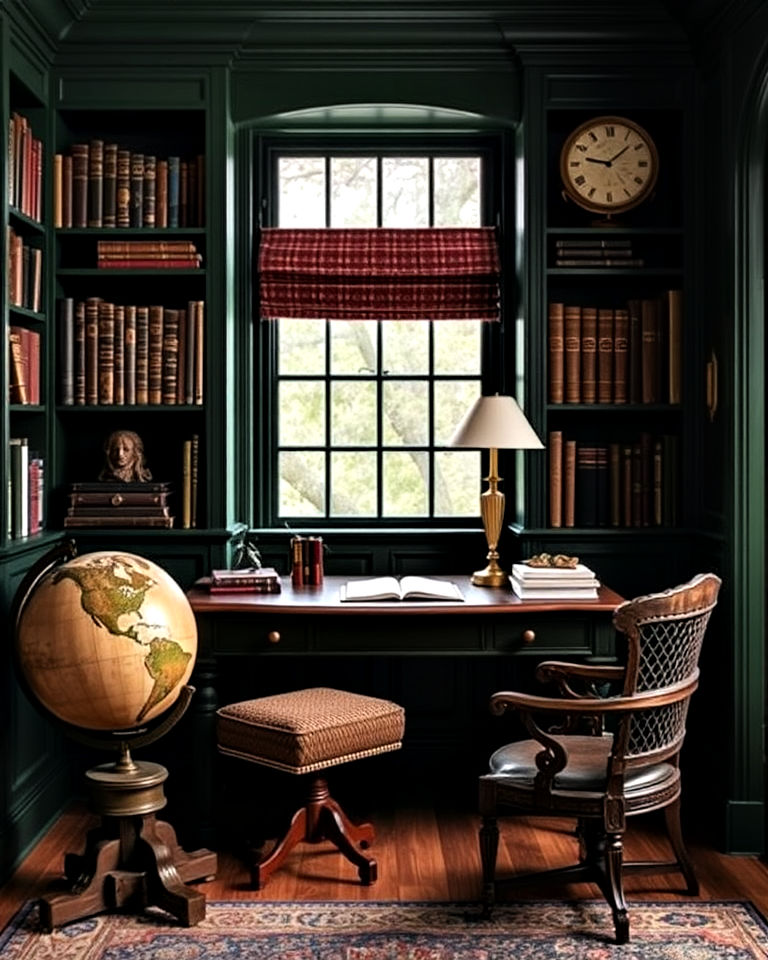 20 Dark Green Home Library Ideas To Inspire Your Study