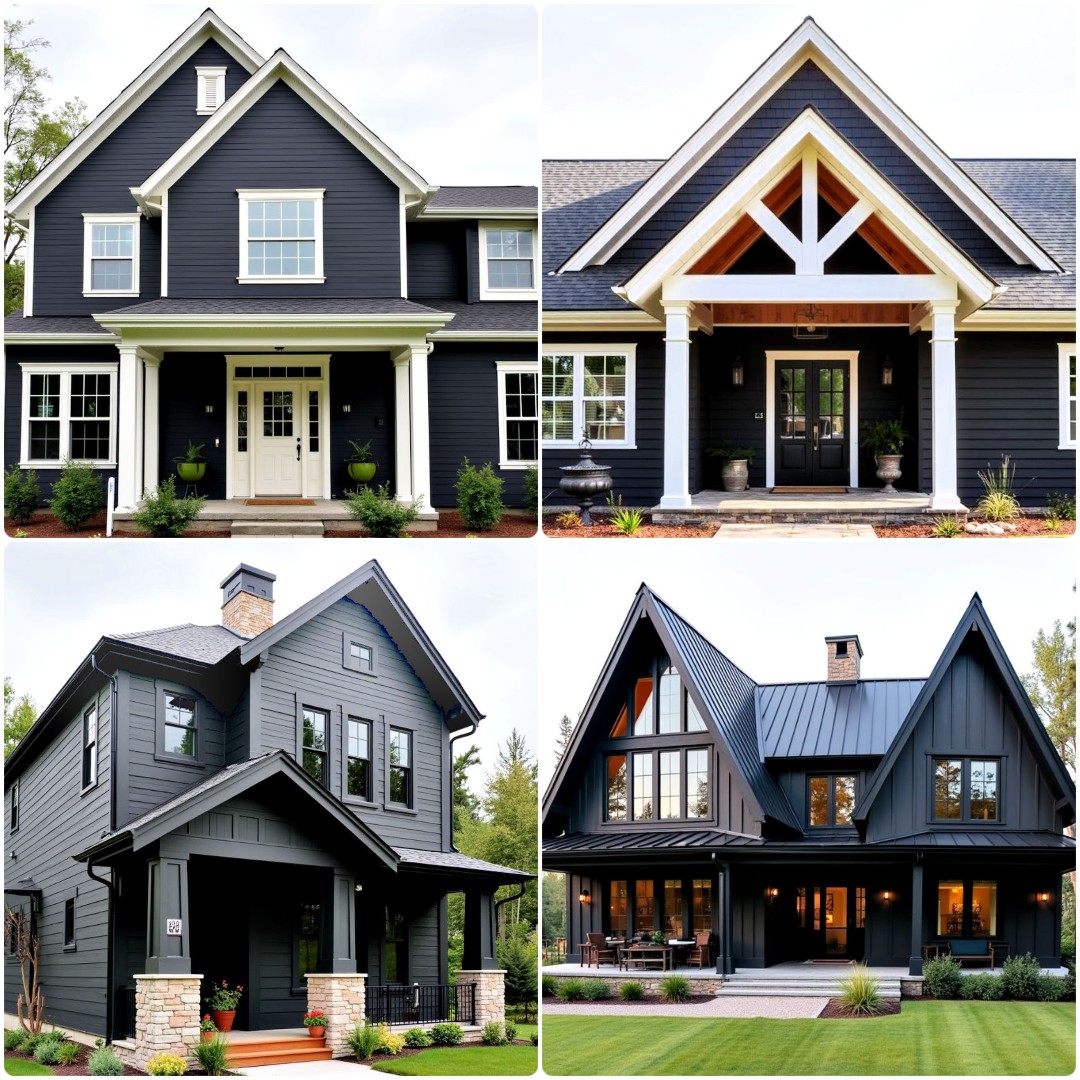 30 Black Modern Farmhouse Home Exterior Ideas To Copy