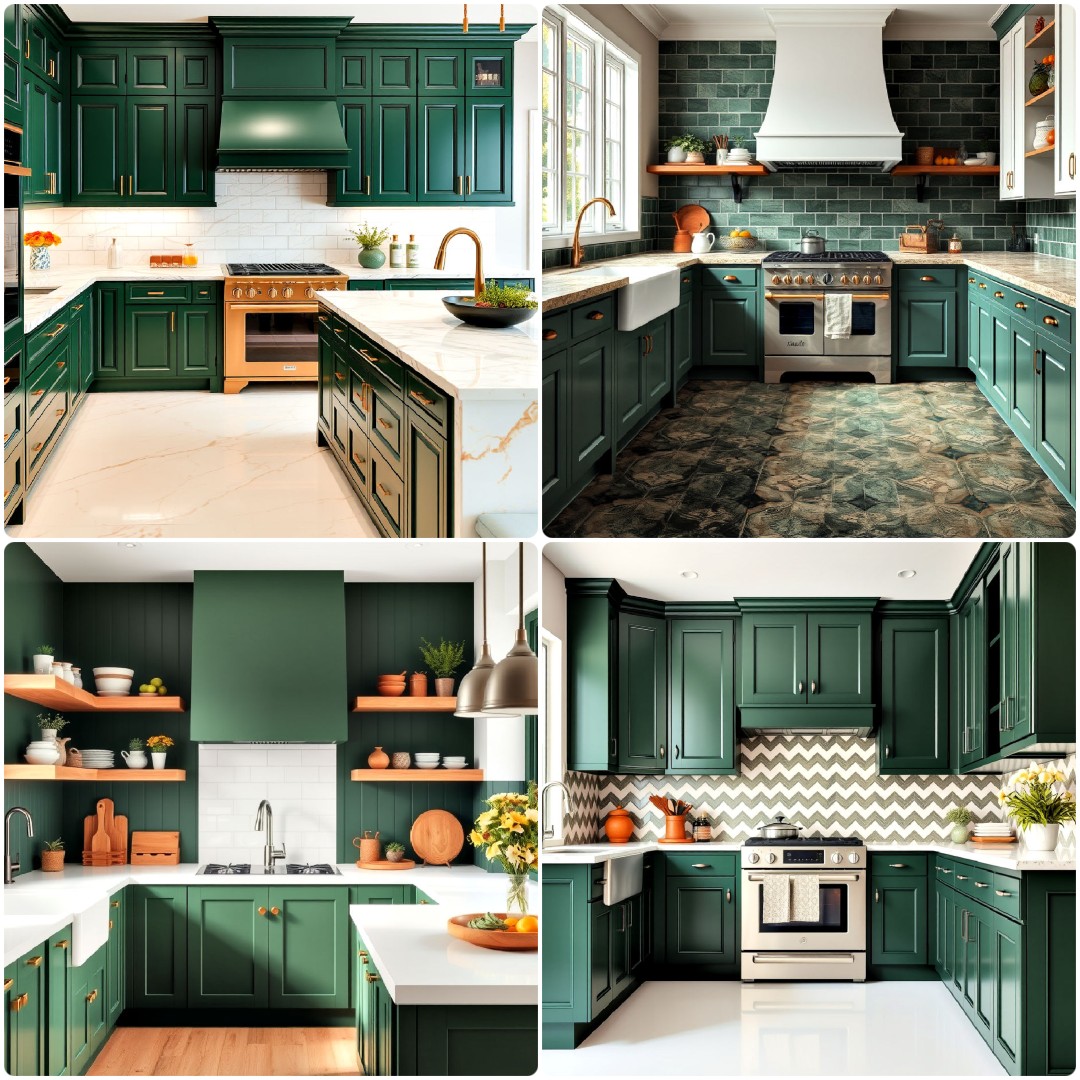 40 Dark Green Kitchens for A Luxurious Touch