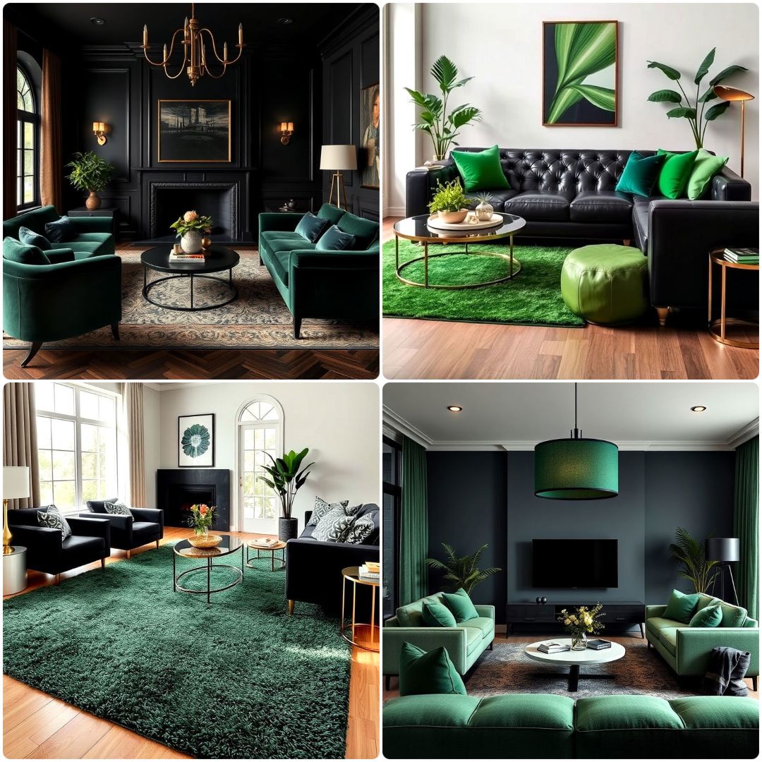 25 Black and Green Living Room Ideas for Bold Interiors
