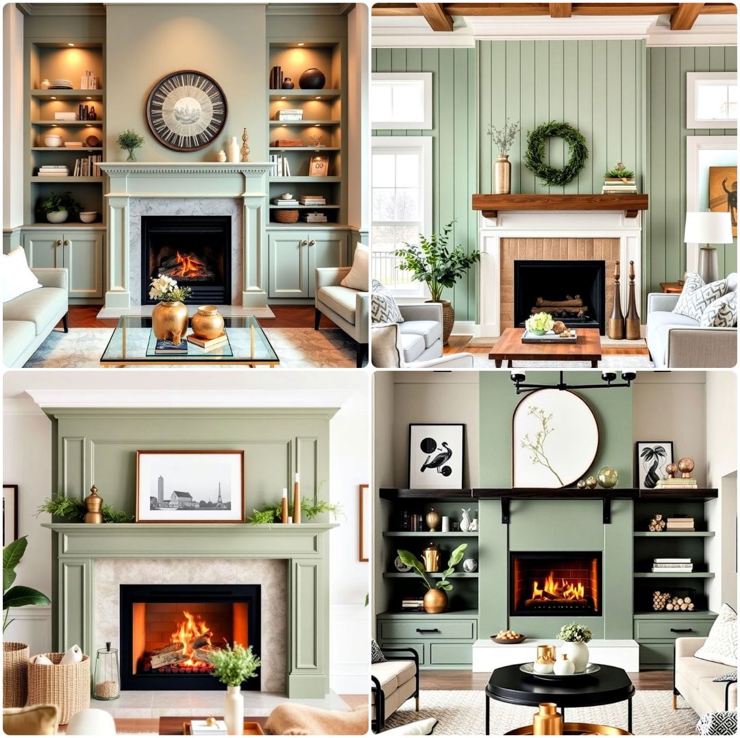 15 Sage Green Fireplace Ideas for A Cozy Home