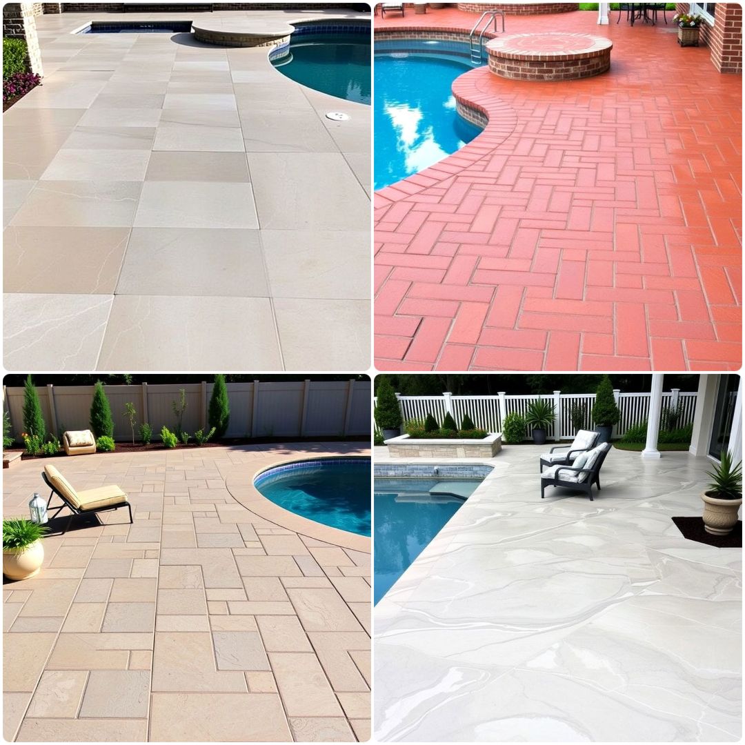 30 Stamped Concrete Pool Deck Ideas for A Stylish Poolside