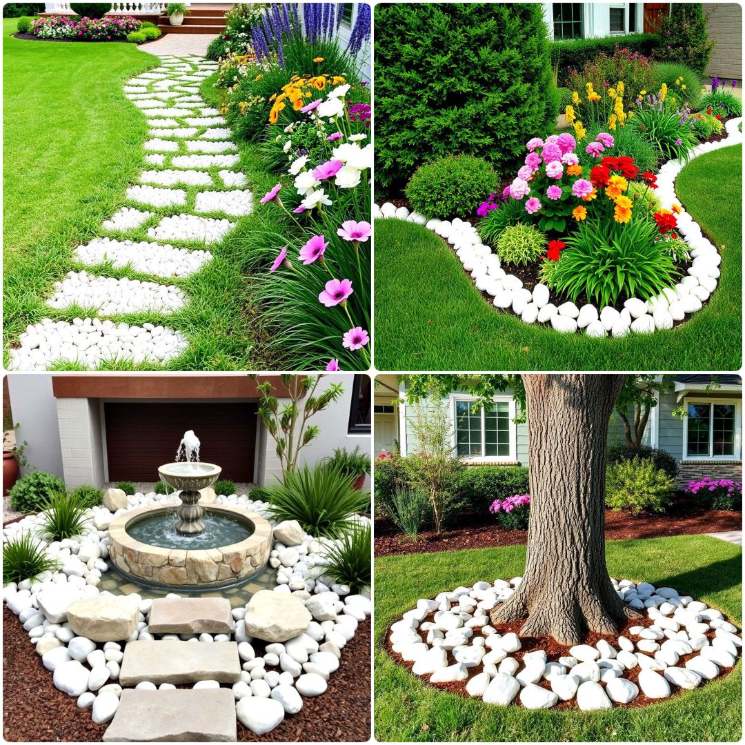 30 Front Yard White Rock Landscaping Ideas To Copy